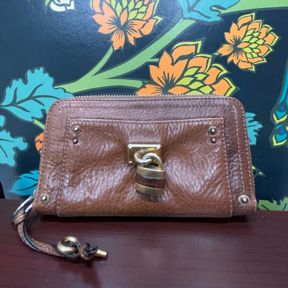 Chloe | Bags | Chlo Paddington Brown Leather Zip Wallet With Padlock ...